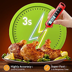DOQAUS Meat Thermometer Digital, IPX6 Waterproof Instant Read Thermometer for Cooking Kitchen Food Candy with Super Long Probe for Grill BBQ Steak Smoker Oil Milk Yogurt Temperature
