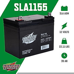 Interstate Batteries 12V 35Ah Battery (Flag Terminal) SLA AGM VRLA Rechargeable Replacement for UPS Backup Power, Emergency Lighting, Lawn Mower, Solar Power (SLA1155)