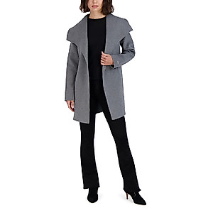 Tahari Women's Wool Wrap Coat with Tie Belt, Ash, Large