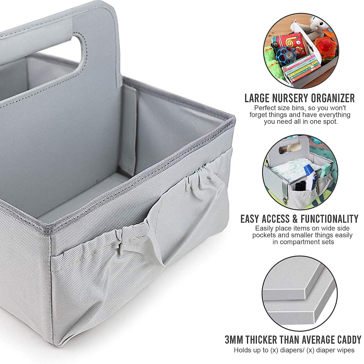 Baby Diaper Caddy Organizer Bag, Portable Essentials Storage Basket for Changing Table Nursery Station, Bags for Babies Diapers and Wet Wipes, Bottles, Pacifier, Lotions & Supplies Kit (Organizer Bag)