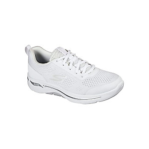 Skechers Women's Performance GO Walk Arch FIT-Motion Breeze Sneaker, White/Silver, 8