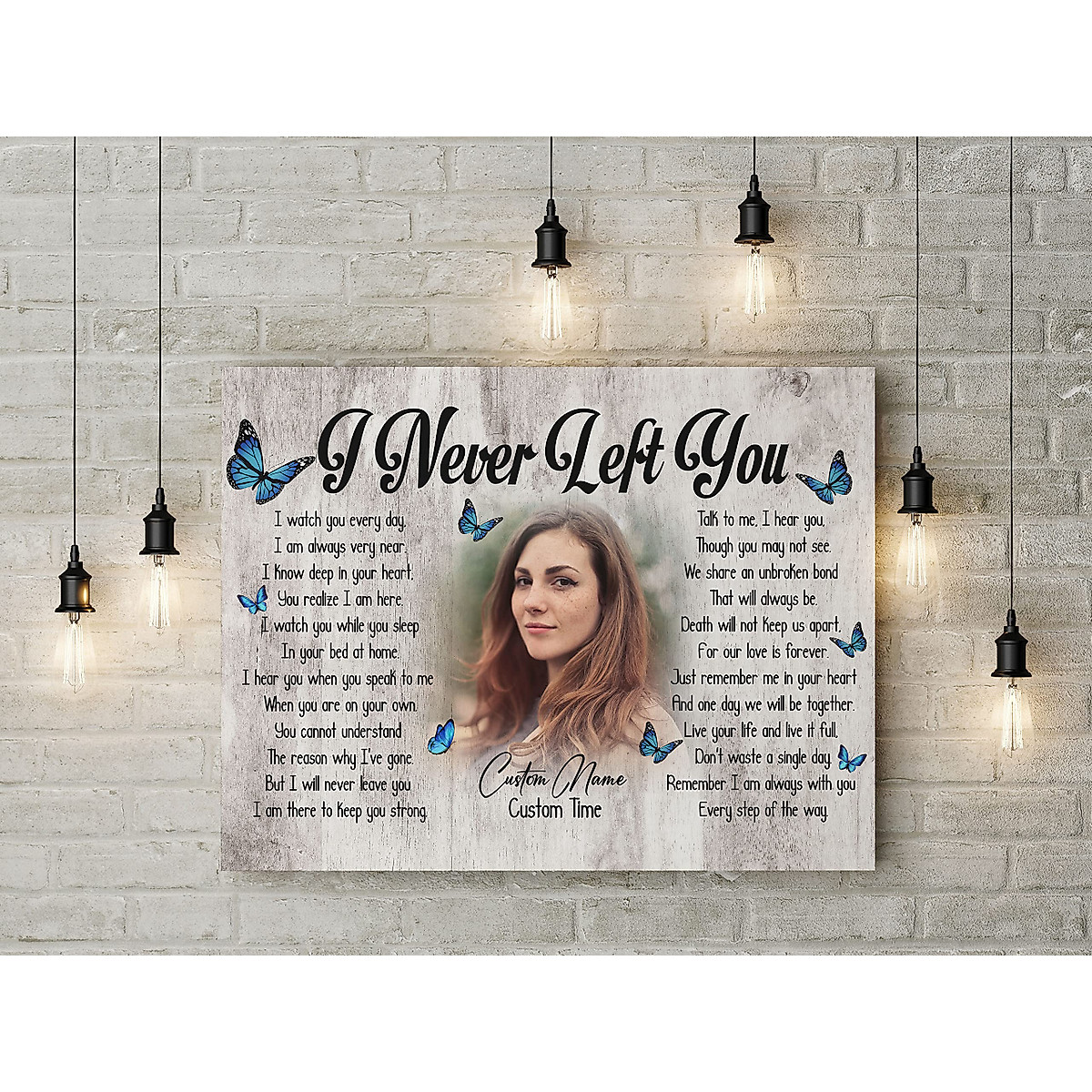 Personalized Memorial Canvas for Loss of Loved one, Sympathy Gift for Loss of Sister Daughter Mom - I Never Left You- VTQ133 (16x12 inch)