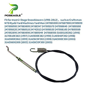 POSEAGLE 746-0897 Cable Compatible with MTD 946-0897 Auger Cable, MTD 746-0897 Auger Cable 746-0897, 746-0897a Auger Clutch Cable 746-0897, 746 0897