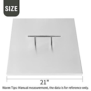 Saihisday 21" Stainless Steel Fire Pit Lid Thick Fire Pit Burner Cover Square Drop-in Fire Pit Pan