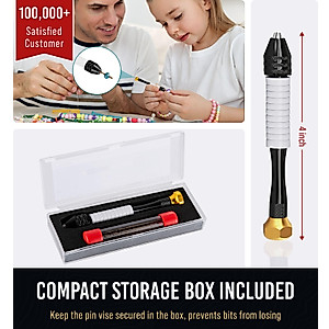 Pin Vise Small Hand Drill for Jewelry Making - Craft911 Manual Craft Drill Sharp HSS Micro Mini Twist Drill Bits Set for Resin, Rotary Tools for Wood, Jewelry, Plastic, Miniature - Golden