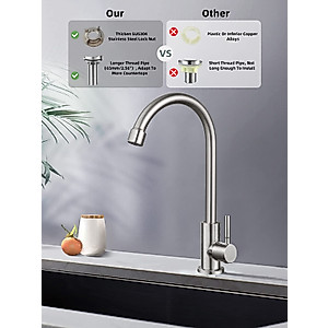 Cold Water Only Faucet SUS304 Stainless Steel Faucet for Kitchen Sink