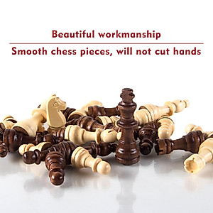 AMEROUS Magnetic Wooden Chess Pieces, 2.2" King Staunton Wood Chessmen Pieces Only, with 2 Storage Bags, Gift Packaging, Replacement of Missing Pieces