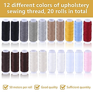 Tikjiua 152 Pcs Upholstery Repair Sewing Kit, 123 Pcs Sewing Stitching Needles and 20 Pcs Sewing Thread, Leather Sewing Needles Supplies Stitching Kit for Furniture, Shoes, Canvas, Sofa Repair