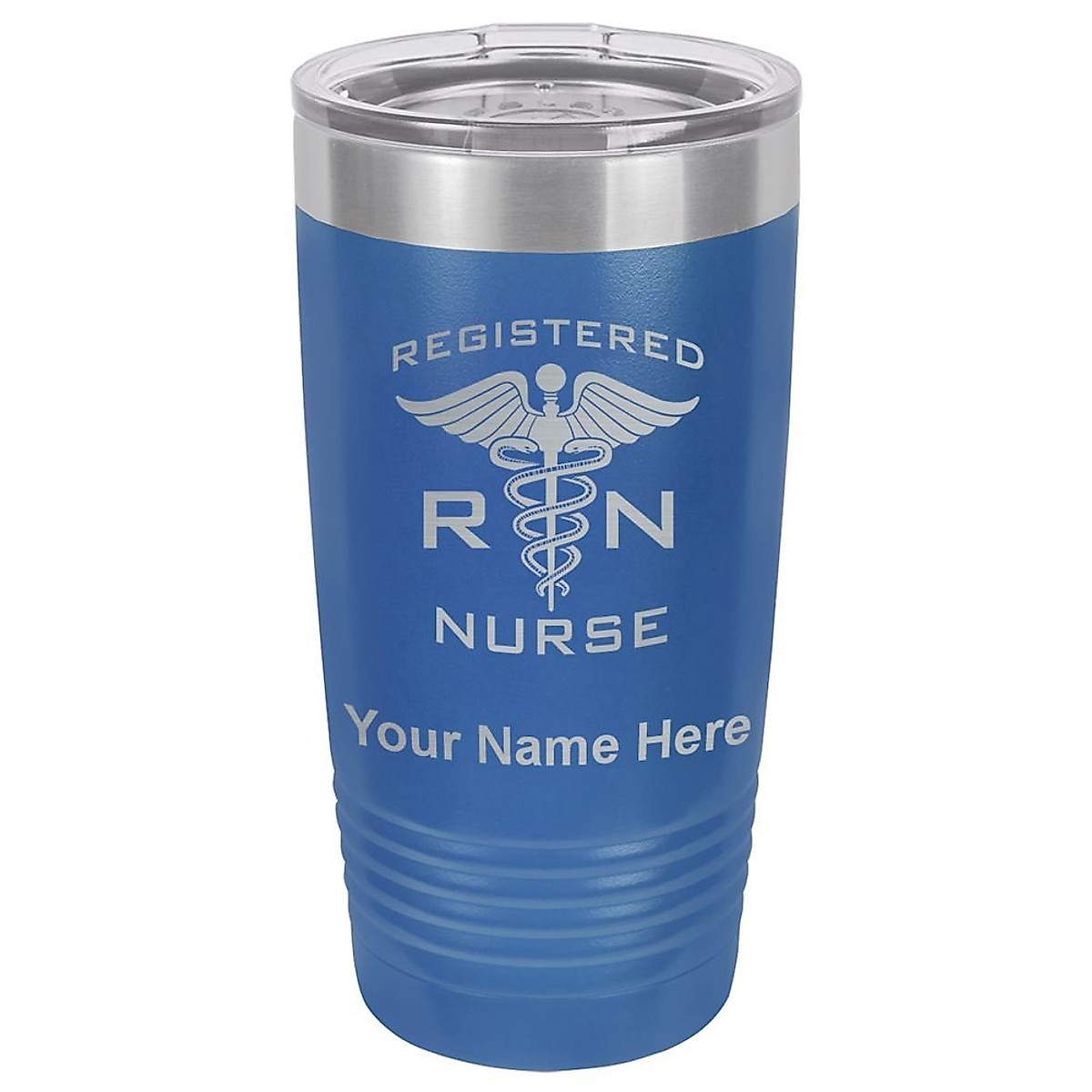 LaserGram 20oz Vacuum Insulated Tumbler Mug, RN Registered Nurse, Personalized Engraving Included (Dark Blue)
