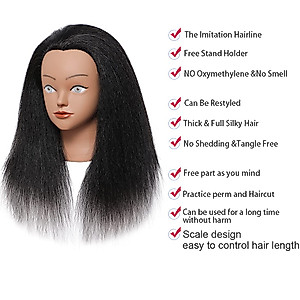 "N/A" Mannequin Head Human Hair 100% Real Hair Mannequin Head Doll Head for Hairdresser Practice Styling Cosmetology Manikin Head Hair with Free Clamp Stand (14 inch, D-L)