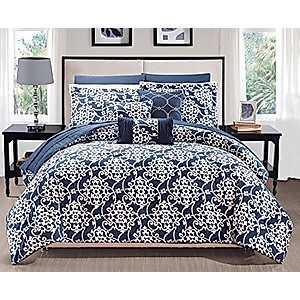 Chic Home Lea 10 Piece Reversible Comforter Bed, King, Navy