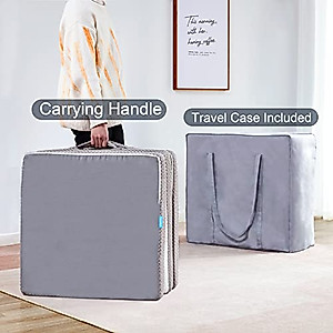 Kingfun Memory Foam Folding Mattress, 4 Inch Gel-Infused Foldable Floor Mattress, Breathable Tri-fold Mattress Topper with Bamboo Cover, Soft Folding Foldable Portable Floor Guest Bed (Single)