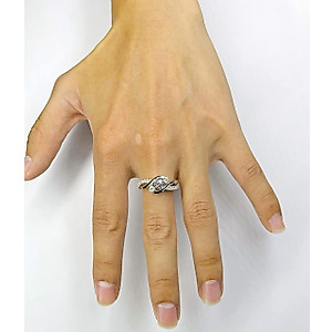 ZLAEBL 1 ct three stone Moissanite engagement rings for women 925 sterling silver twisting Moissanite rings Platinum Plated Silver ring for Women Wedding band, 8