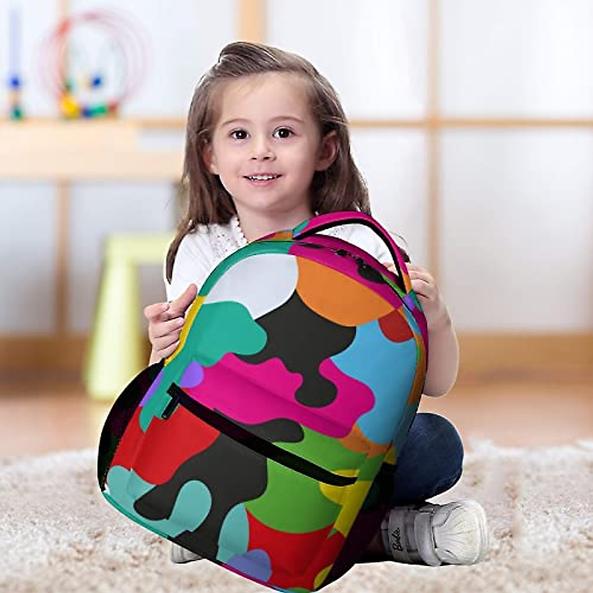 MIGAIUOI Bright Camouflage Backpack Cute Backpacks Casual Daypack Large Capacity Travel Backpack Bag