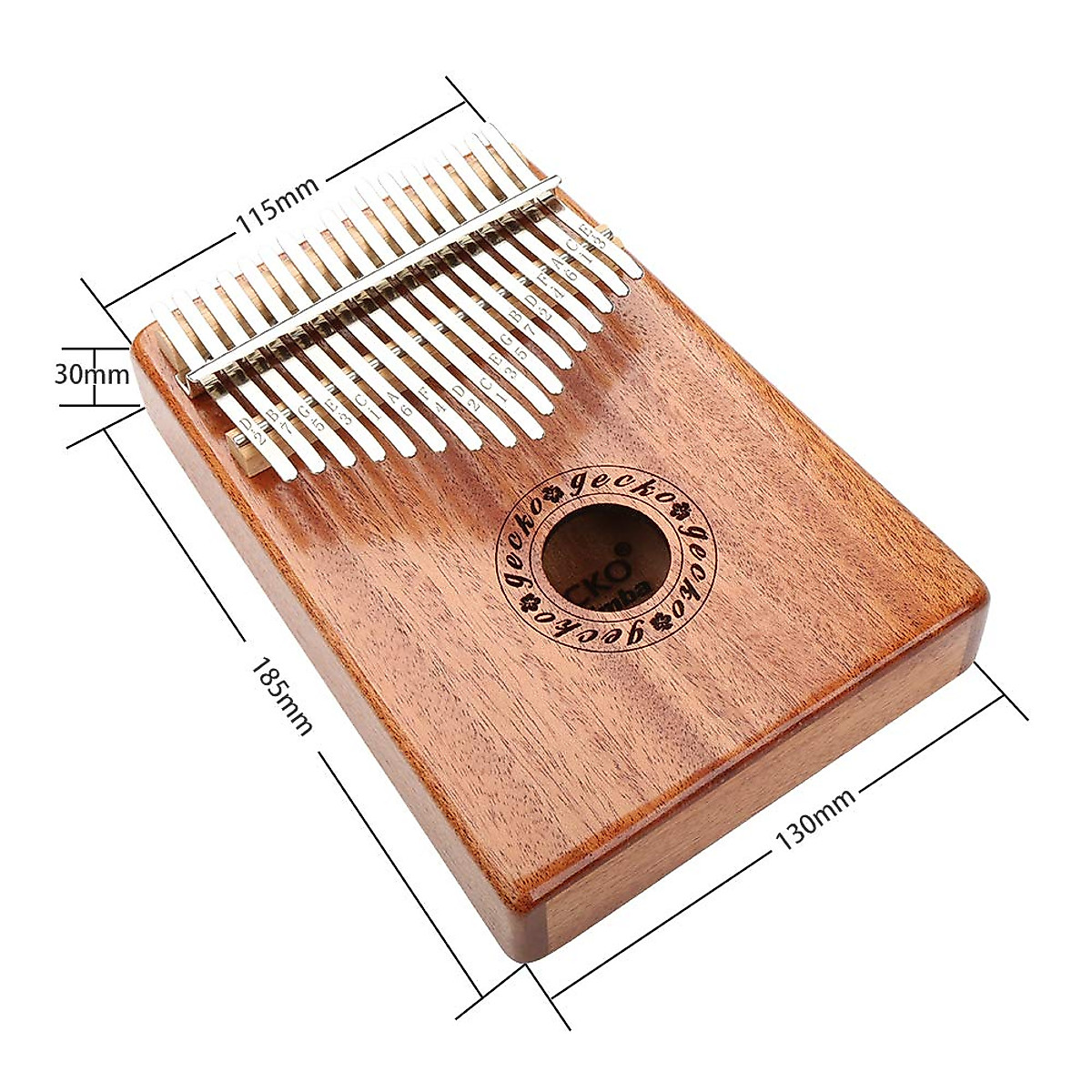 TONGYONG Gecko Kalimba Thumb Piano 17 Keys, Mahogany Wood Portable Mbira Sanza Finger Piano Mini, with Tune Hammer and Songbook, Musical Inruments for Kids Adult Beginners