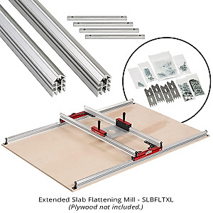 Woodpeckers Slab Flattening Mill, Extended, 38"x128"/62"x104" Capacity, USA Made Wood Slab Leveling Jig, Includes Router Sled, Rails, Clamping Dogs