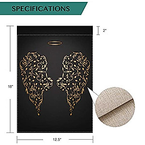 Uanvaha Golden Wings Garden Flags 12.5X18 Double Sided Halo Heart on The Black Background Abstract Angel Small House Flag Outdoor Home Patio Lawn Farmhouse Decor