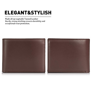 LVCRETIVS Leather Bifold Wallet for Men Full Grain Leather RFID Blocking Wallet with 2 ID Windows