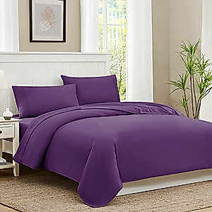 softan King Size Sheet Set - Soft King Bed Sheets - Brushed Microfiber Fitted Sheet with 15" Deep Pockets - Breathable 4 Pieces Sheet Set for King Bed - Bedding Sheets & Pillowcases, Purple