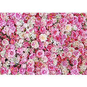 Pink Red Rose Flowers Theme Photography Backdrops 7x5ft Baby Shower Wedding Happy Birthday Day Photo Background Dessert Cake Table Decoration Supplies Studio Props Banner Vinyl