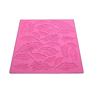 AK ART KITCHENWARE Feather Silicone Cake Lace Mat for Decorating Cake Molds Cupcake Decorations Cookie Tools Pink BLM-28