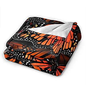 LIVE & LOVE Micro Fleece Blanket Throw Blanket Monarch Butterflies Print Ultra-Soft Fuzzy Light Weight Cozy Warm Fluffy Plush Blanket Microfiber for Bed Couch Chair Living Room Fall Winter Spring