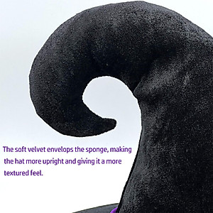 Seasons Stars SSDecor Halloween Velvet Witch Hat Purple - Unique Wizard Hat with Vibrant Color and Metallic Buckle - Halloween Costume Accessory for Women and Girls