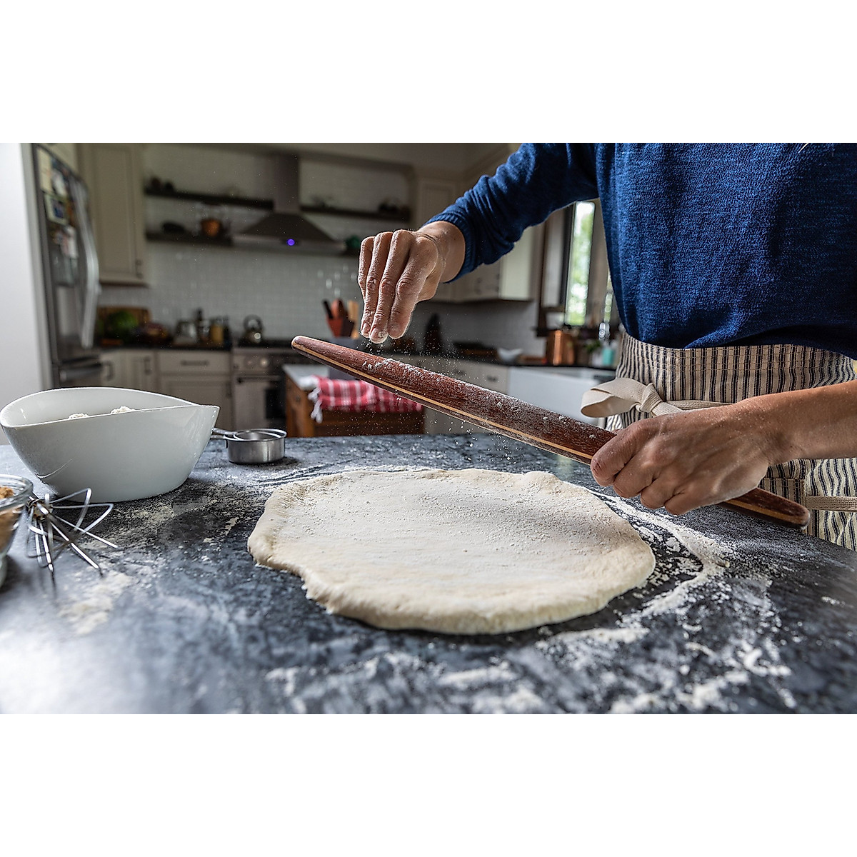 Earlywood French Rolling Pin - Tapered Wooden Rolling Pin for Baking Pizza, Pastry Dough or Pasta - Hard Wood French Roller Baking Pin Made in USA - Jatoba