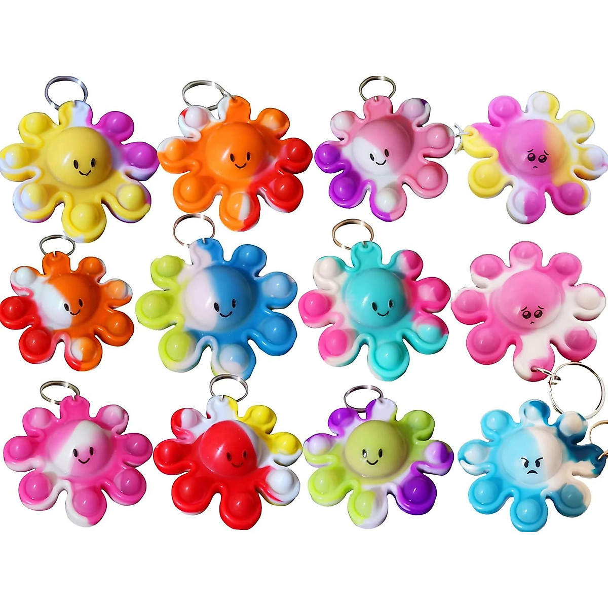 Roaqua 30 Packs Bulk Octopus Backpack Keychain Mini pop Fidget for Students Gifts and Octopus Christmas Party Favors,Students Bubble Prize