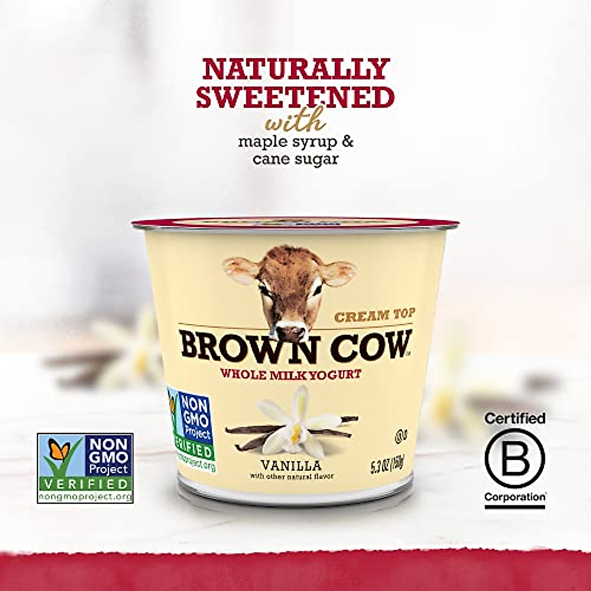 Brown Cow Cream Top Vanilla Whole Milk Yogurt, 5.3 oz. Cup - Creamy, Delicious Yogurt