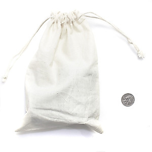 Knitial 6"x9" Natural Cotton Muslin Drawstring Bags Multipurpose 25 Bag Pack