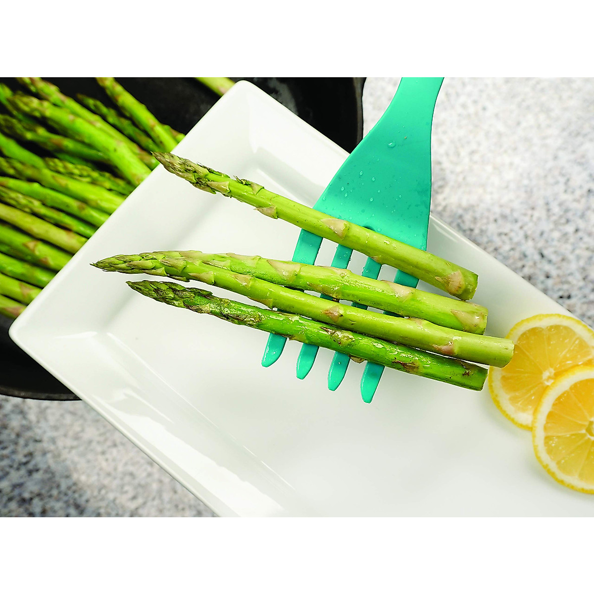 RSVP International Silicone Flexible Fork, Turquoise, 11" | Mixes Ingredients, Mashes Food, Whisks Eggs, & More | Dishwasher Safe & Heat Resistant | Baking, Serving, Mixing Made Easy