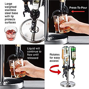 OGGI 3-Bottle Revolving Liquor Dispenser, Stainless Steel
