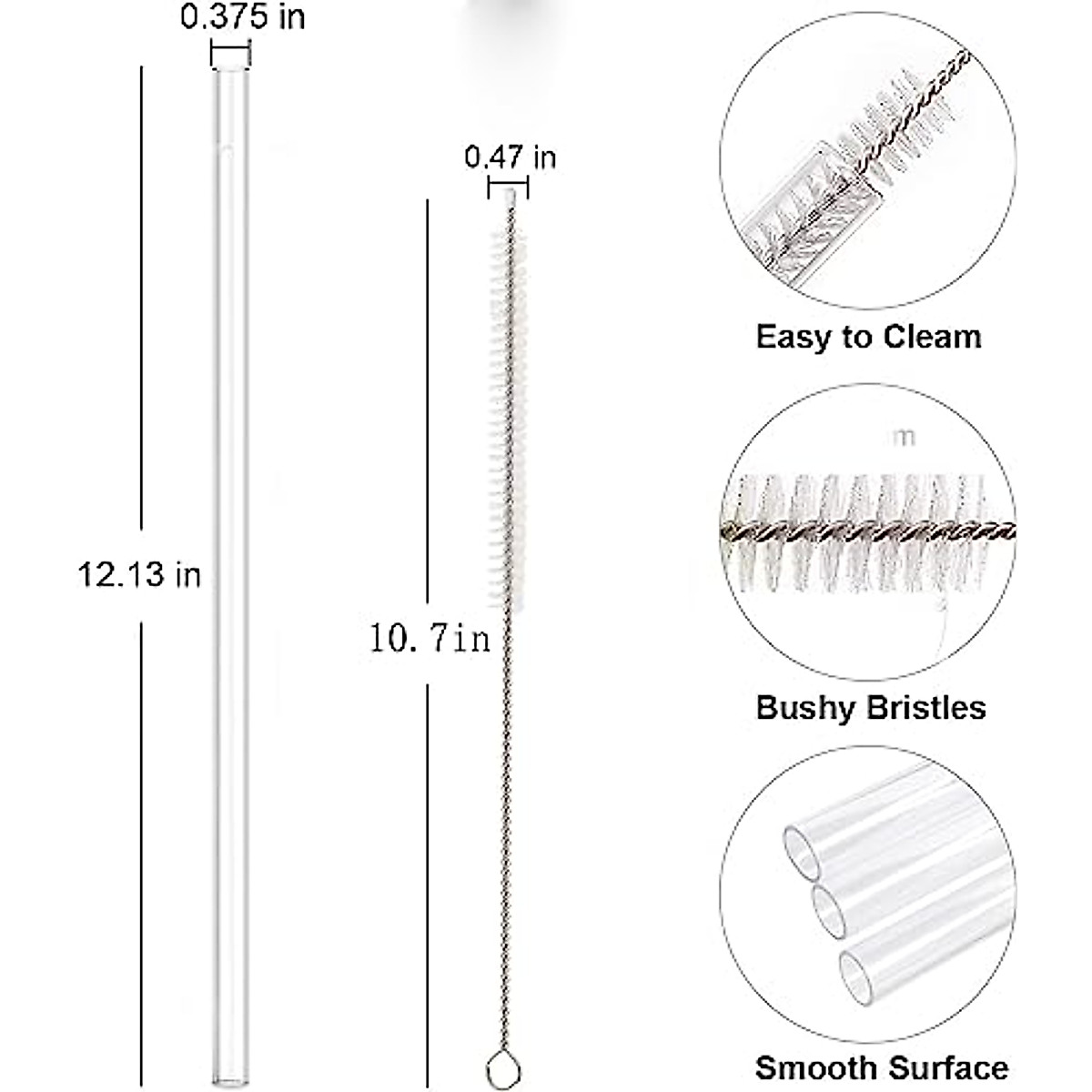 Replacement Straw Compatible with Stanley 40 oz 30 oz Cup Tumbler, Includes 6 Straws, 3 Straw cover, and 1 Brush.
