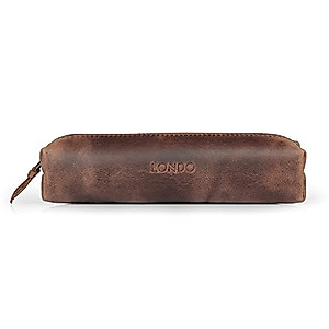 Londo Genuine Leather Zipper Pen, Pencil & Cosmetic Case(Cinnamon)
