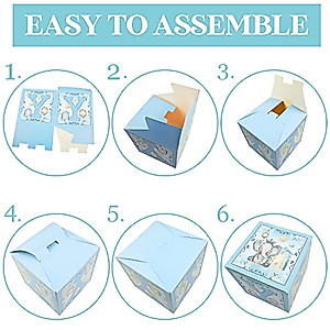 4 Pcs Blue Elephant Baby Balloon Boxes, Blue Theme Baby Boxes with Elephant Printed for Blue Boy Baby Shower Birthday Party Decorations Gender Reveal Backdrop