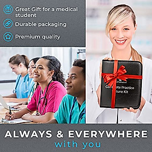 Complete Sterile Suture Practice Kit for First Aid Field Emergency and Medical Students Training - Including Large Silicone Suture Pad and Sterilized Suture Tools Threads and Needles