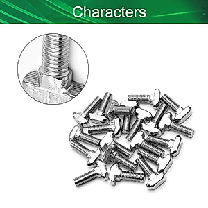 Yinpecly M8 x 25mm T Slot Bolts Fastener for European Standard 45 Series T-Slot Aluminum Profile Construction Industry, Carbon Steel Chrome Plated Silver Tone 20pcs