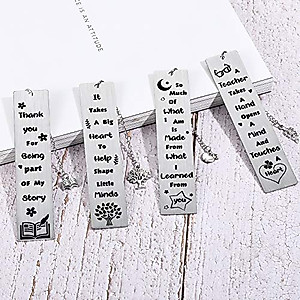 4 Pieces Metal Bookmarks Teacher Appreciation Bookmark Thank You Teacher Book Page Marker for Teachers Instructors Birthday Graduation Presents Book (Stylish Style)