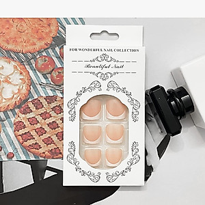 French Tips Press on Toenails White Short Square Fake Nails Nude Pink Glitter Designs False Nails Acrylic Nails Summer Full Cover Glue on Toe Nails for Women and Girls 24Pcs