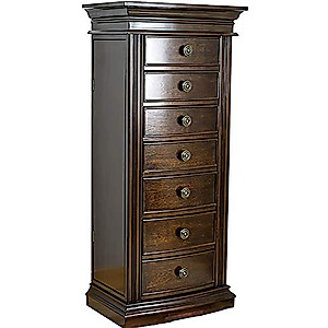 Hives and Honey Landry Jewelry Armoire, 18W x 12.5D x 40H, Walnut & Earring Tray Inserts (4 Pack) Jewelry Storage, Sand (9006-905)
