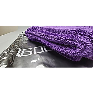 DEUTSCHMOTOR Super Fast 1600 GSM Large Microfiber Drying Towels 31"x20" (80x50cm) one Towel drys one car 2022 Twist-Loop Design (Purple)