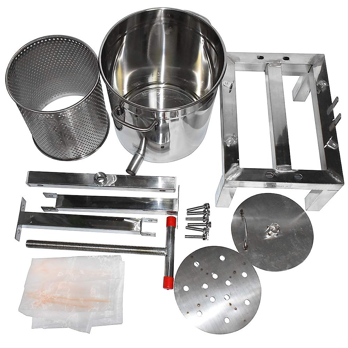 DIY Large Fruit Honey Presser Beeswax Extractor Beekeeping Machine and Cider, Wine, Grape, Apple Press extractor for Wine and Juice Making with 20L Keg and 10L Stainless Steel Strainer