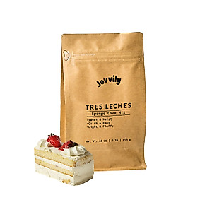 Jovvily Tres Leches Sponge Cake Mix - 1 lb - Sweet - Moist - Easy to Make