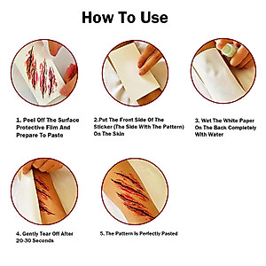 26pcs Halloween Face Big Mouth Fake Tattoos for Adults, Scary Prank Makeup Joker Temporary Tattoo Kit Women, Halloween Horror Clown Fake Face Stickers Kids (Big Face)