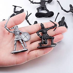 Kangkang Army Men,Knight Toys Military Toys DIY Medieval Miniature Toy Castle,Castle Toy for Boys Army Men Set Contains Assemble Castle,Crash Car,12 Plastic Soldiers (A)