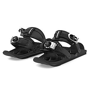 Snowfeet - Mini Short Ski Skates for Snow | Skis for Winter Shoes | Short Snowskates Snowblades Skiboards | The Real Original (Black)