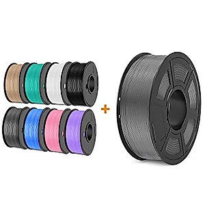 SUNLU 3D Printer Filament Bundle, SUNLU PLA+ Filament 1.75mm, 100% Neatly Wound PLA Plus 3KG, 0.25kg Spool x 8 Packs & 1kg Spool x 1 Pack Grey