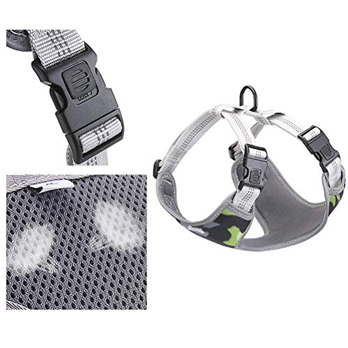 Adjustable Pet Harness Breathable Dog Chest Straps Vest Type Pet Chest Back Reflective No- Pull Dog Harness for Pet (Green, Size M) Dog Costumes Dog Clothes