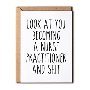 OystersPearl Look At You Becoming A Nurse Practitioner And Shit Card - Nurse Card - Gift Card For Nurse - Nurse Birthday Card